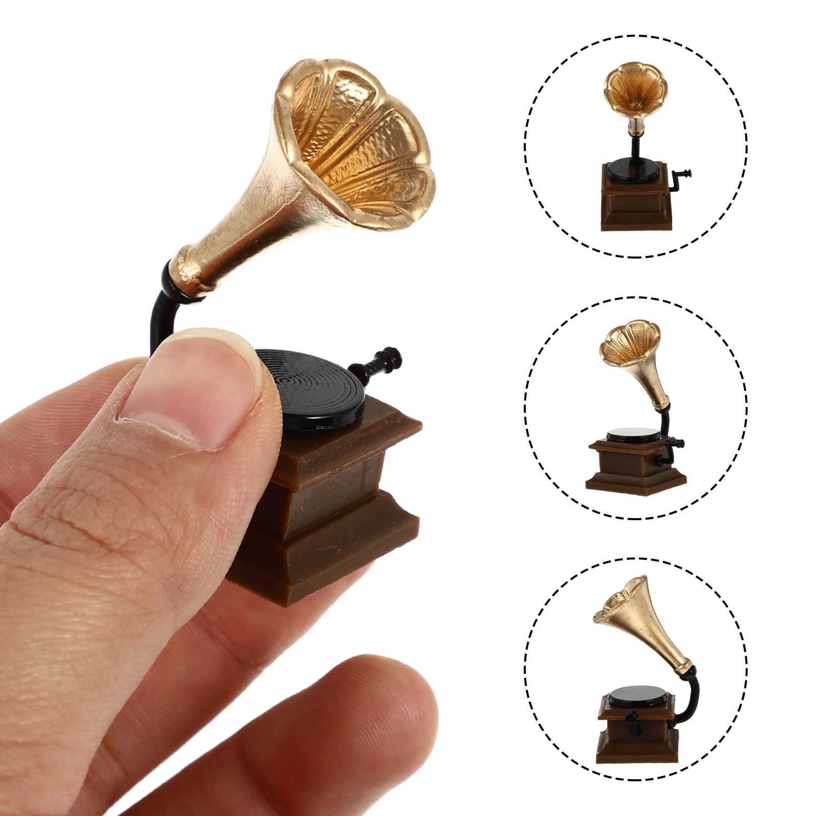 HONITANO 1Pack Mini Gramophone Home Decor Compact Resin Retro Design ...