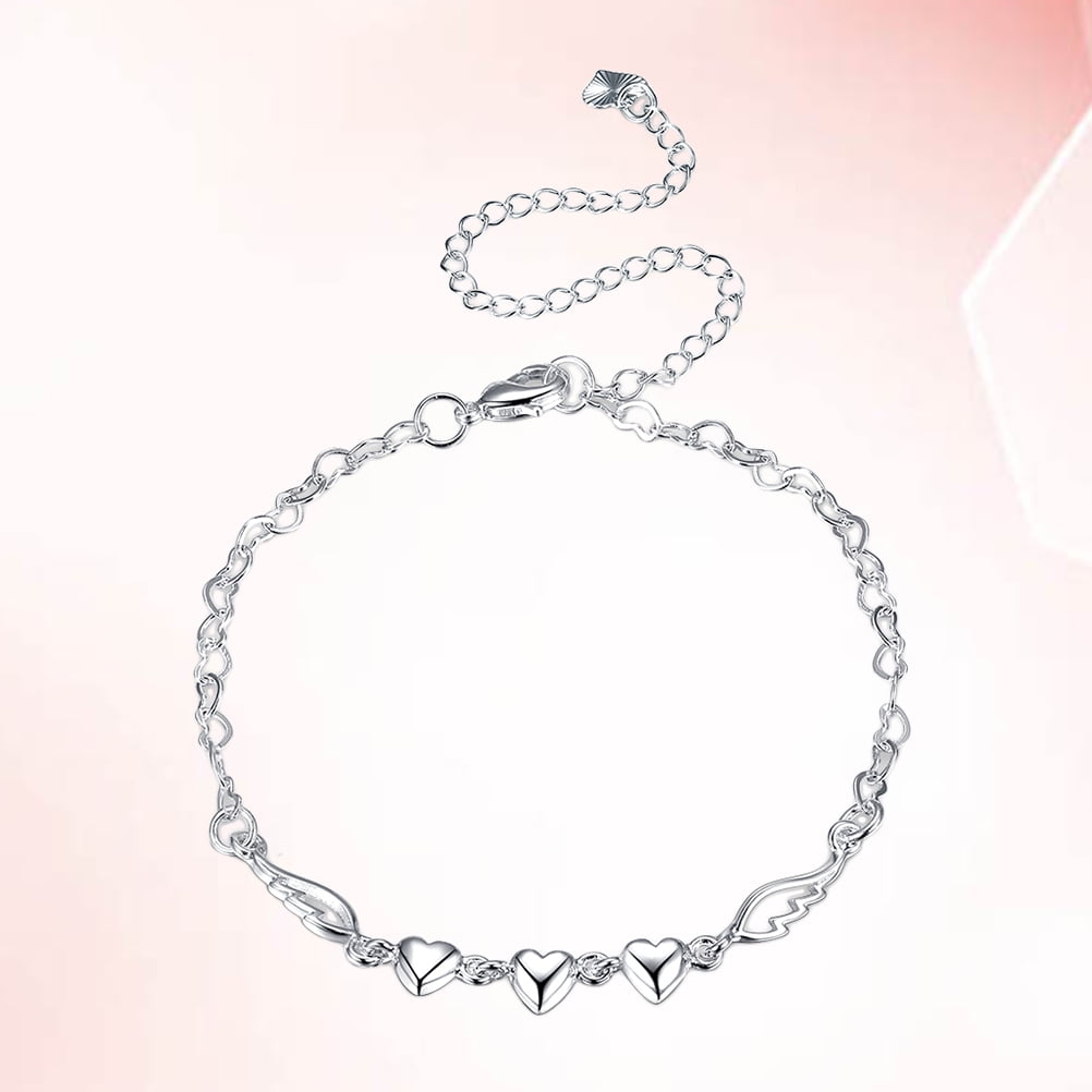 HONITANO 1Pack Silver Anklet for Women Elegant Ankle Bracelet Heart Shape 20x1.3x0.6cm - Walmart.com