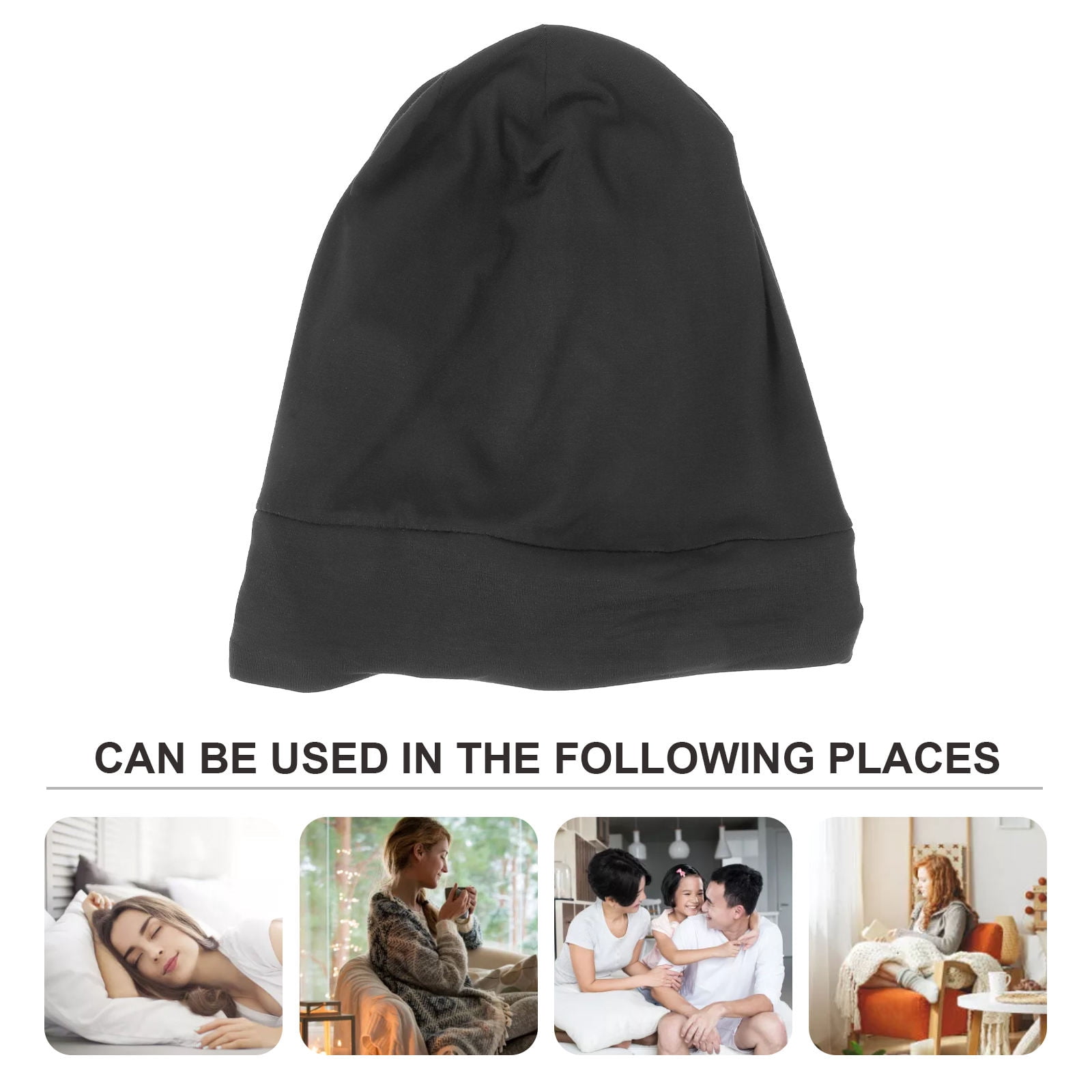 HONITANO 1Pack Sleep Hat Black Satin Cloth for Nighttime Use by Women ...