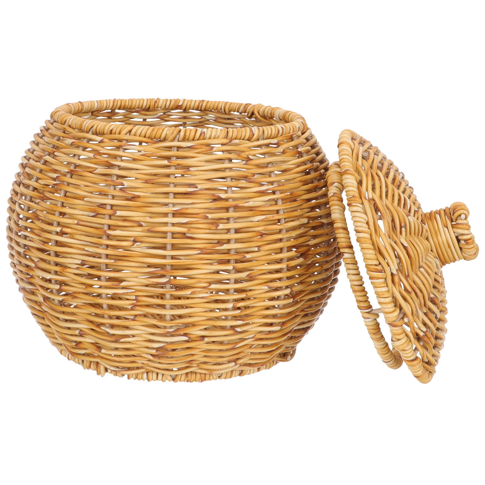 HONITANO 1Pack Weaving Egg Basket Rattan Woven Material Storage Round ...