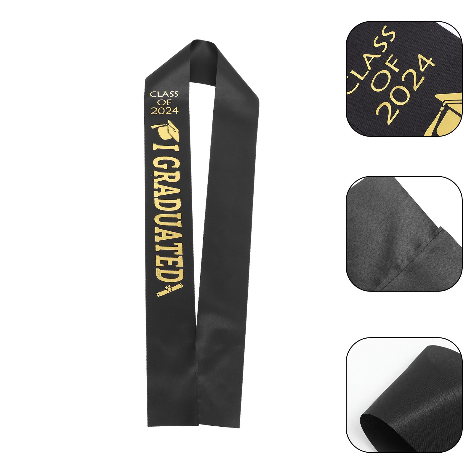 HONITANO 1Pcs Graduate Sash in Black Satin for Ceremonial Use and Party ...