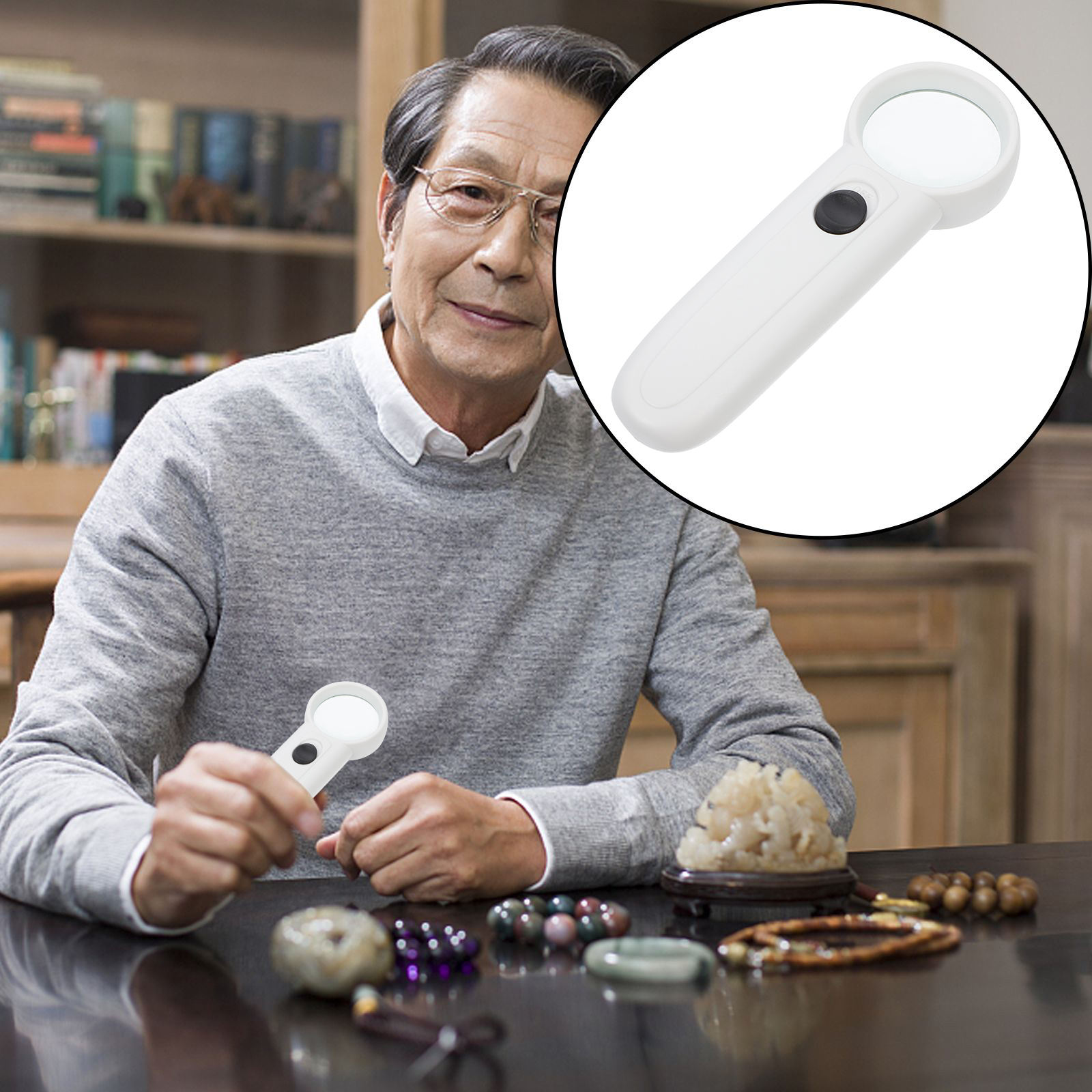 HONITANO 1Pcs White Plastic Led Reading Magnifier For Seniors 13X4 ...