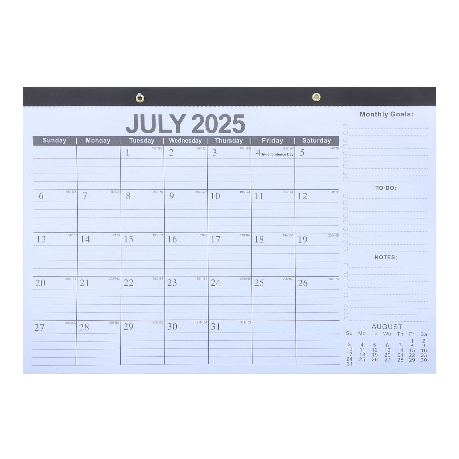 HONITANO 1Set Black Paper Calendar For Daily Planning Home Office ...