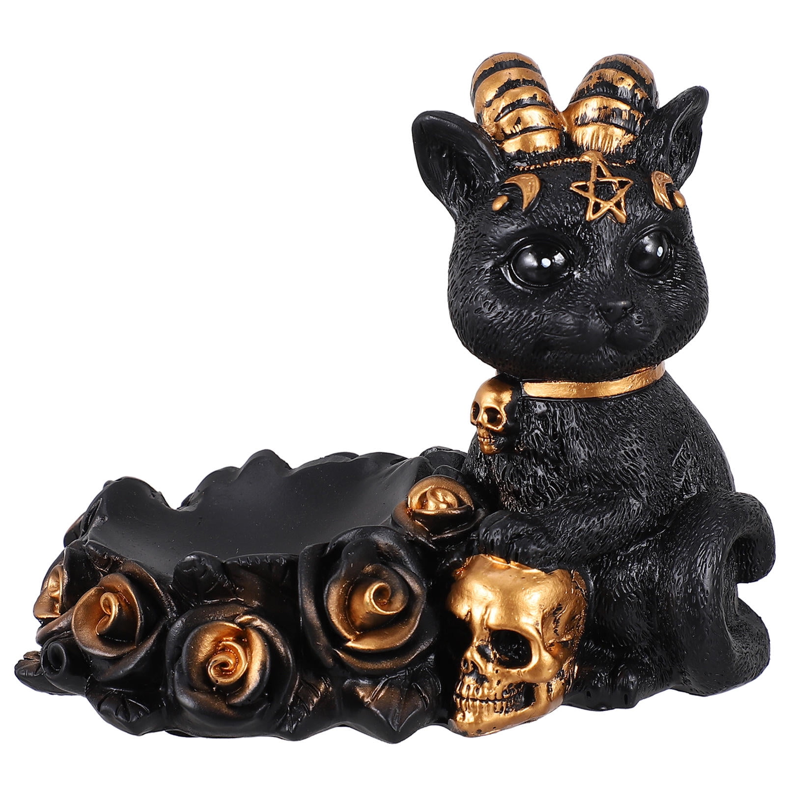 HONITANO 1Set Small Cat Statue Pentagram Skull Black Cat Resin ...