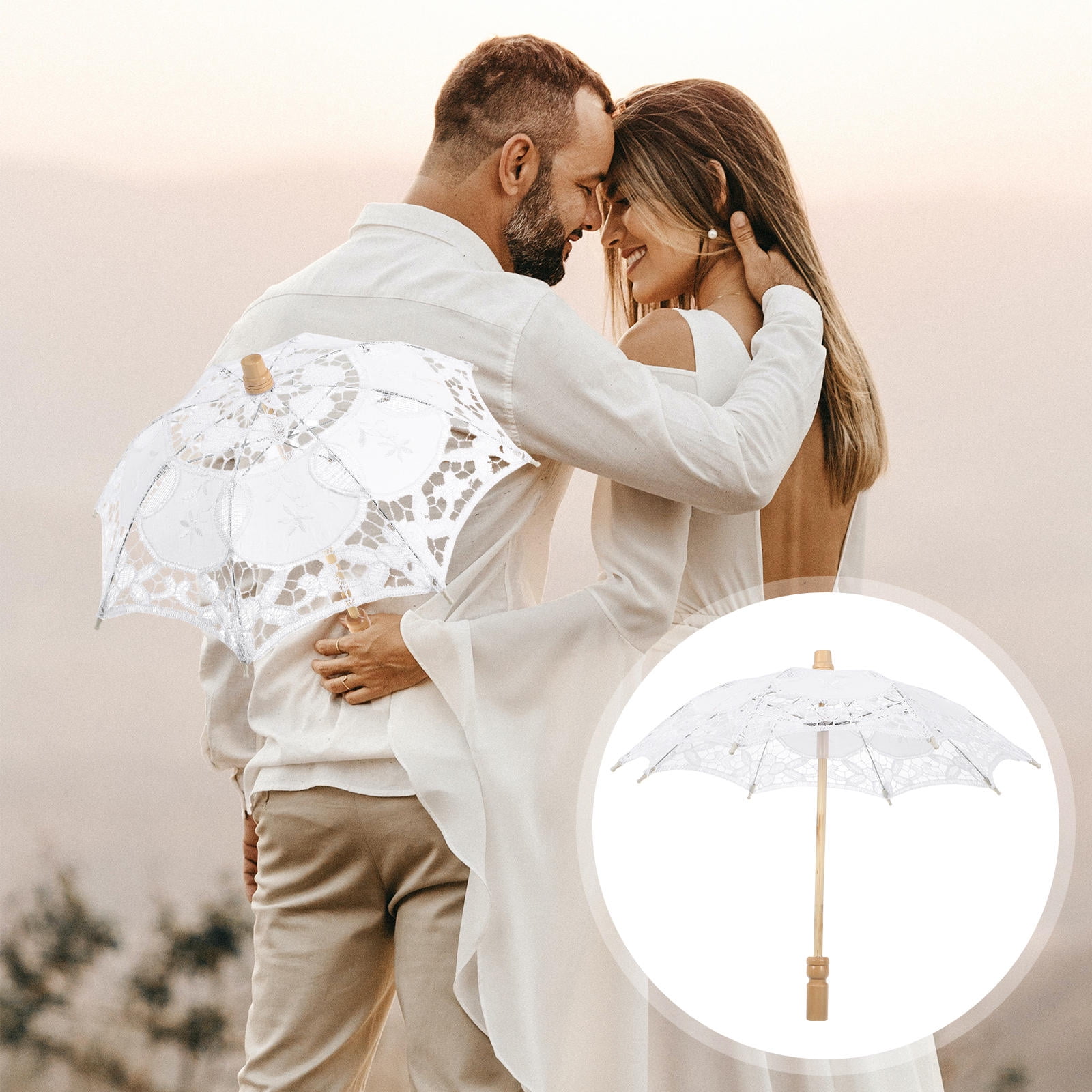 HONITANO 1Set White Lace Parasol For Wedding Photography And Bridal ...