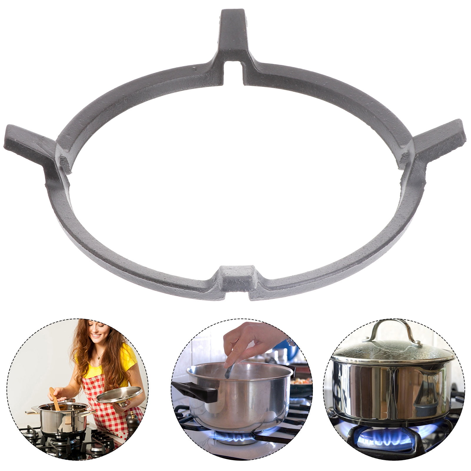 OFFIGAM Black Cast Iron Wok Rack for Gas Cooker Durable Pot Ring for ...