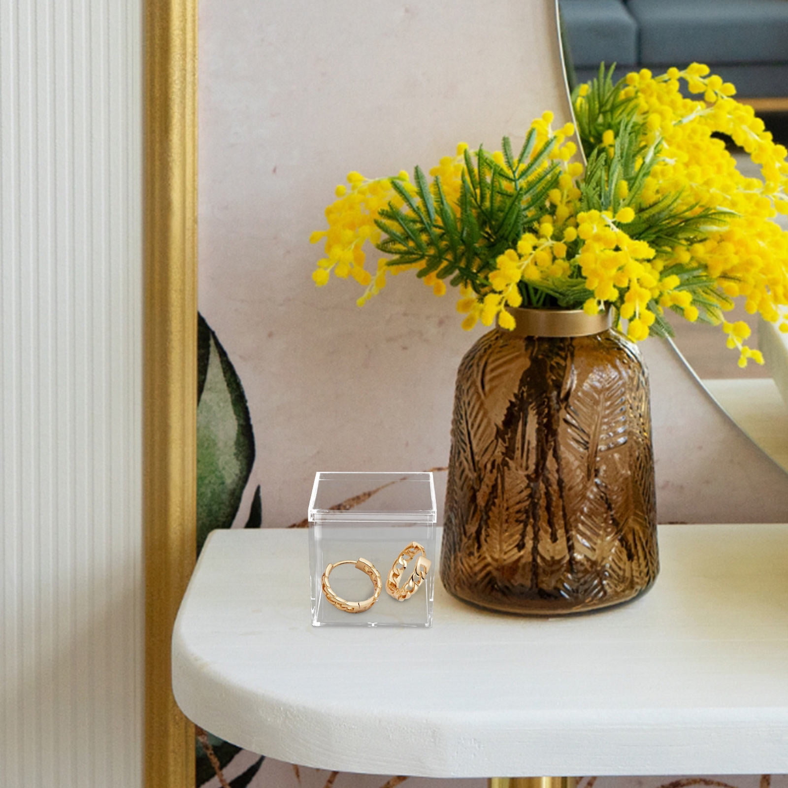 HONITANO 2Pack Acrylic Display Box Small Clear Cube Boxes For Showcase ...