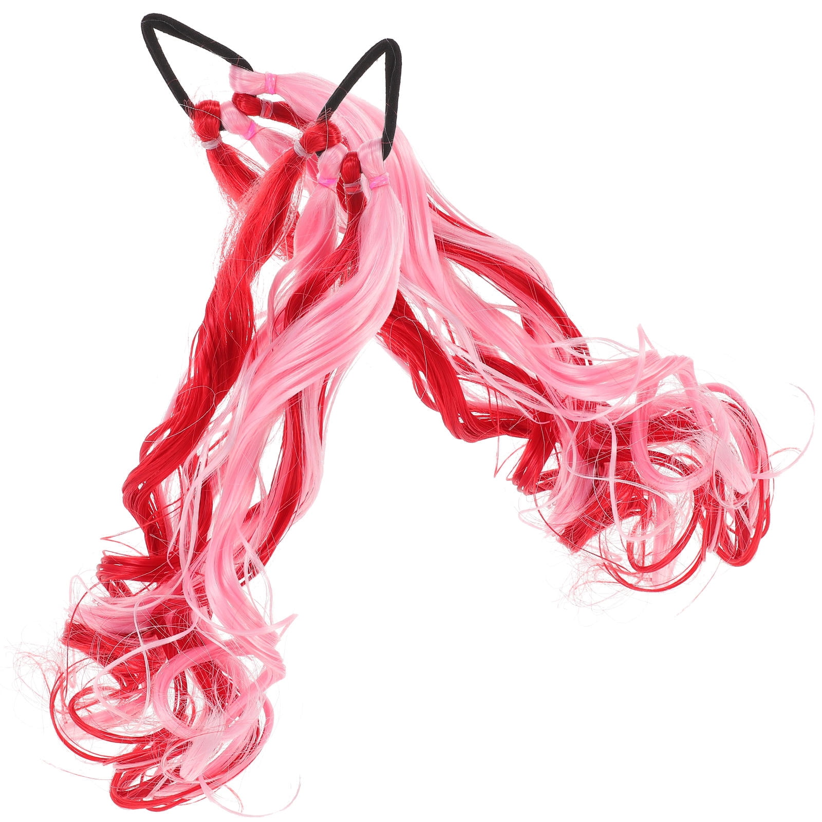 HONITANO 2Pcs Wig Ponytail for Children in Pink and Red Synthetic ...