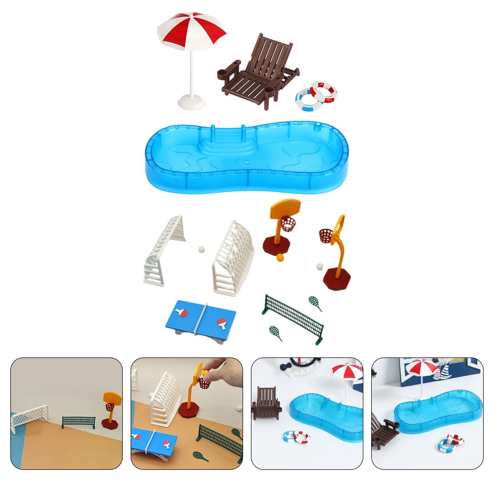 HONITANO 2Sets Miniature Swimming Pool Prop for Dollhouse in Assorted ...