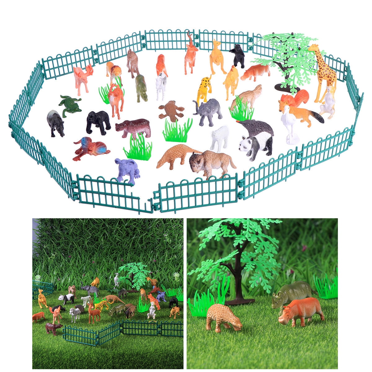HONITANO 32Pcs Mini Plastic Wild Animals Models Assorted Color ...