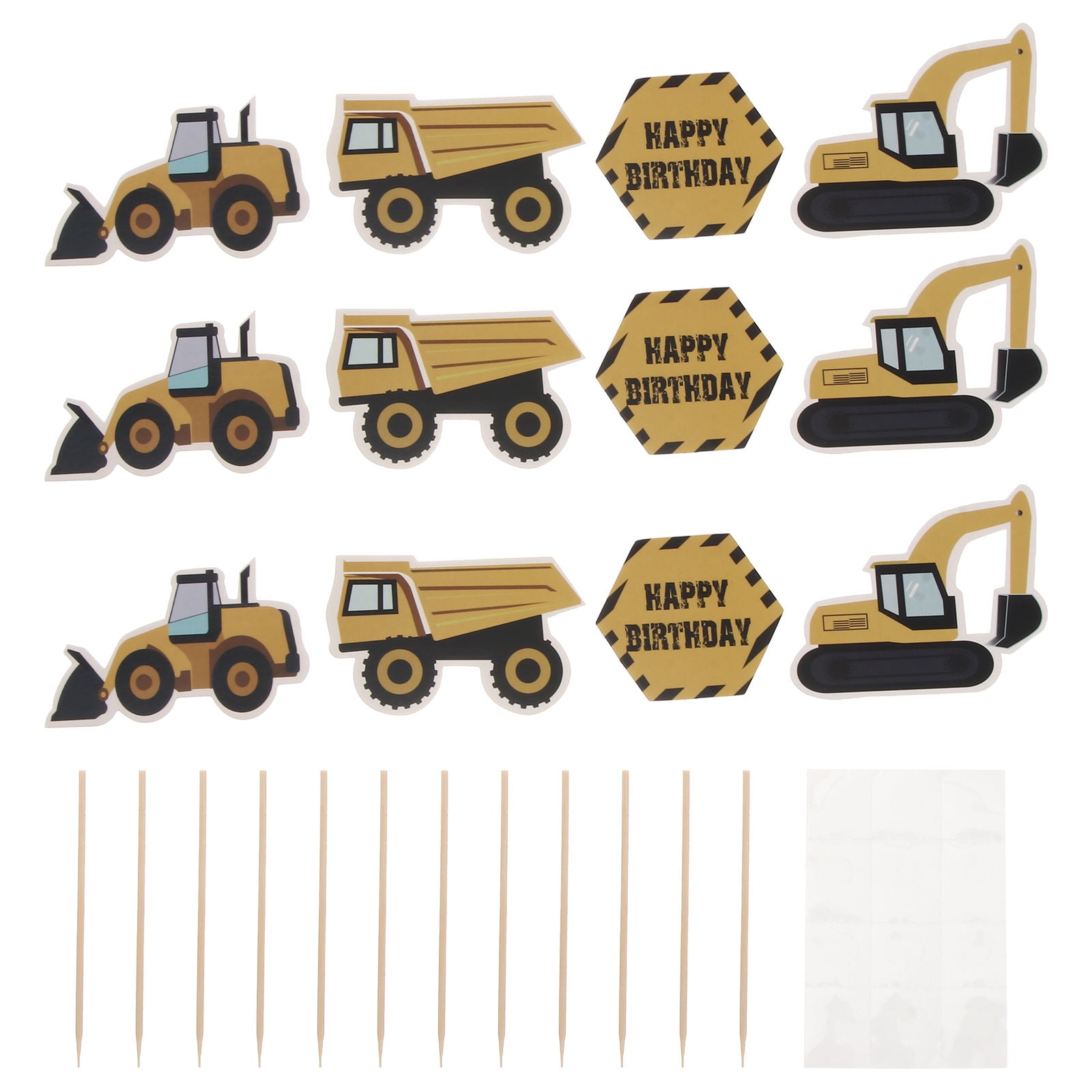 HONITANO Construction Theme Cake Toppers Assorted Color 36Pcs 3.5x2.4x0 ...