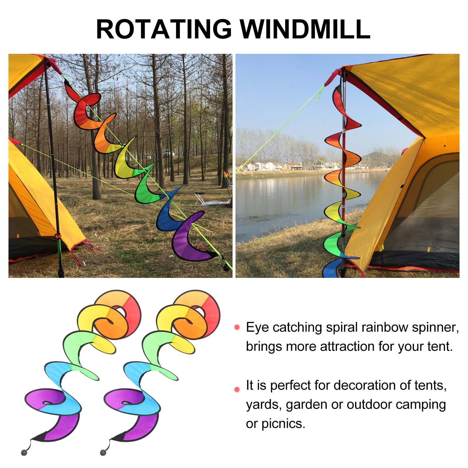 HONITANO 3Pcs Hanging Spiral Rainbow Windmill Colorful Pinwheels for ...