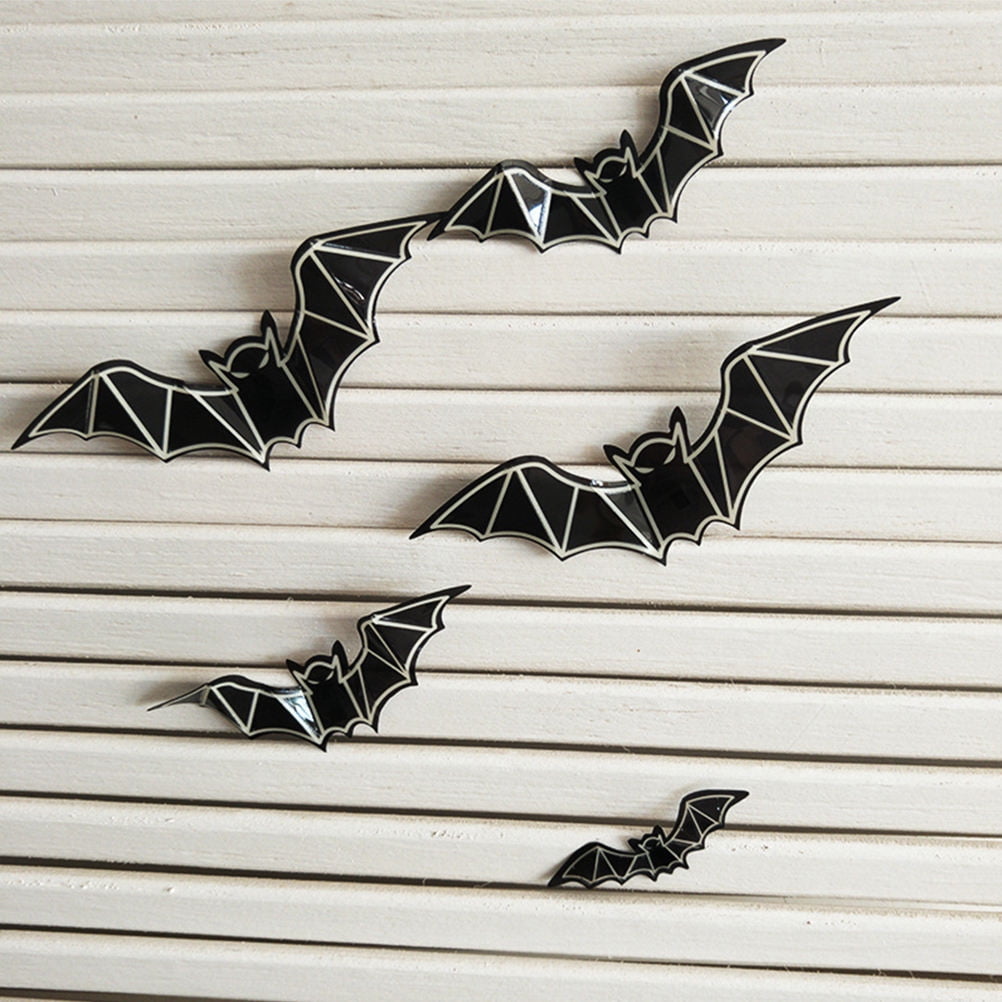 HONITANO 48Pcs 3D Bat Stickers Luminous Wall Decal Assorted Color ...