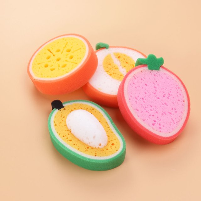 HONITANO 4Pcs Child Shower Bath Sponge Cute Shapes Assorted Color ...