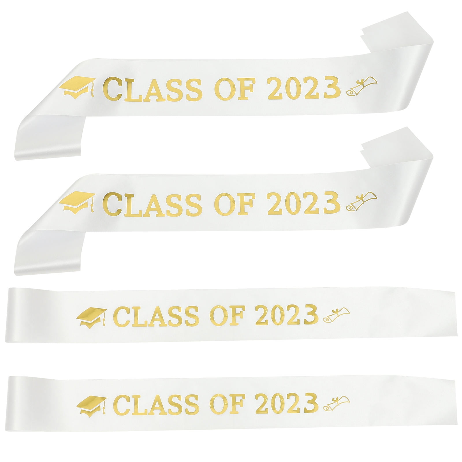HONITANO 4Pcs Graduation Sash for Graduation Party 62x3.7in White Satin ...