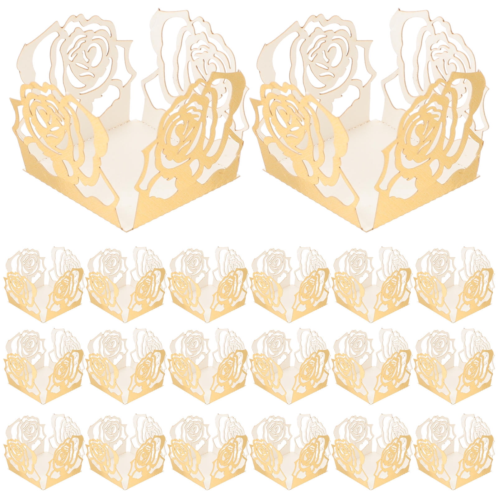HONITANO 50Pcs Chocolate Covers Golden Paper Candy Cups with Hollow ...