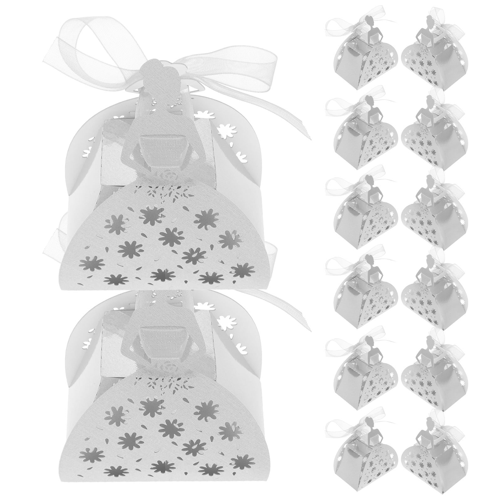 HONITANO 50Pcs Romantic Silver Paper Cardboard Boxes for Wedding and ...