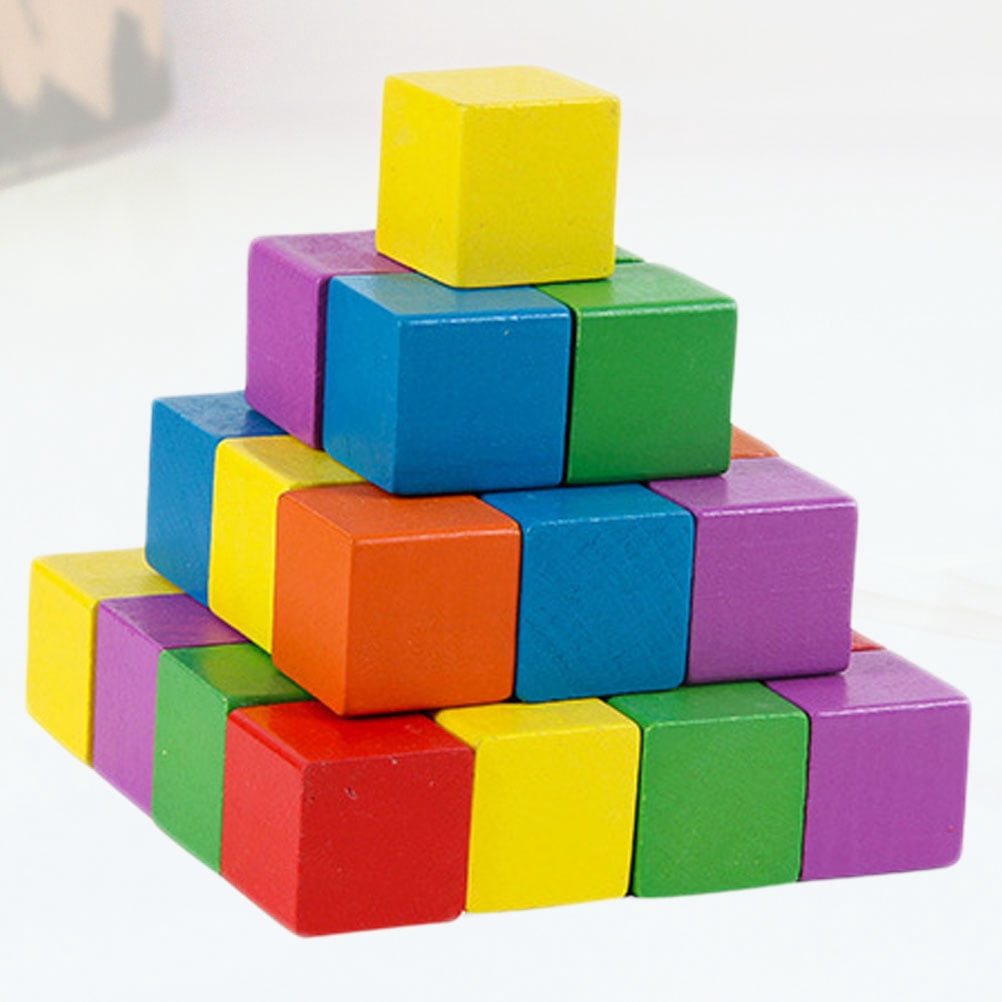 HONITANO 50Pcs Small Wood Blocks Assorted Color For Early Childhood ...