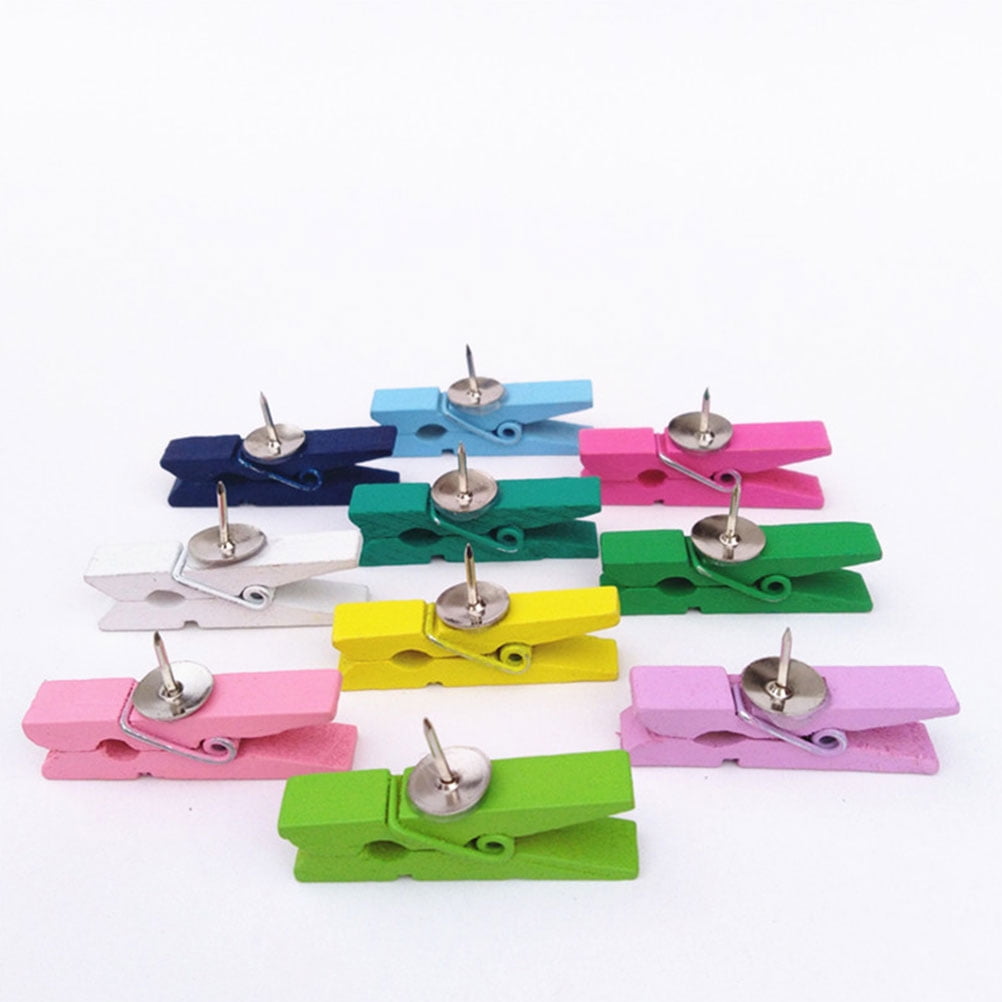 HONITANO 50Pcs Wood Thumb Tacks Wooden Push Pin Clips for Clipping Pin ...