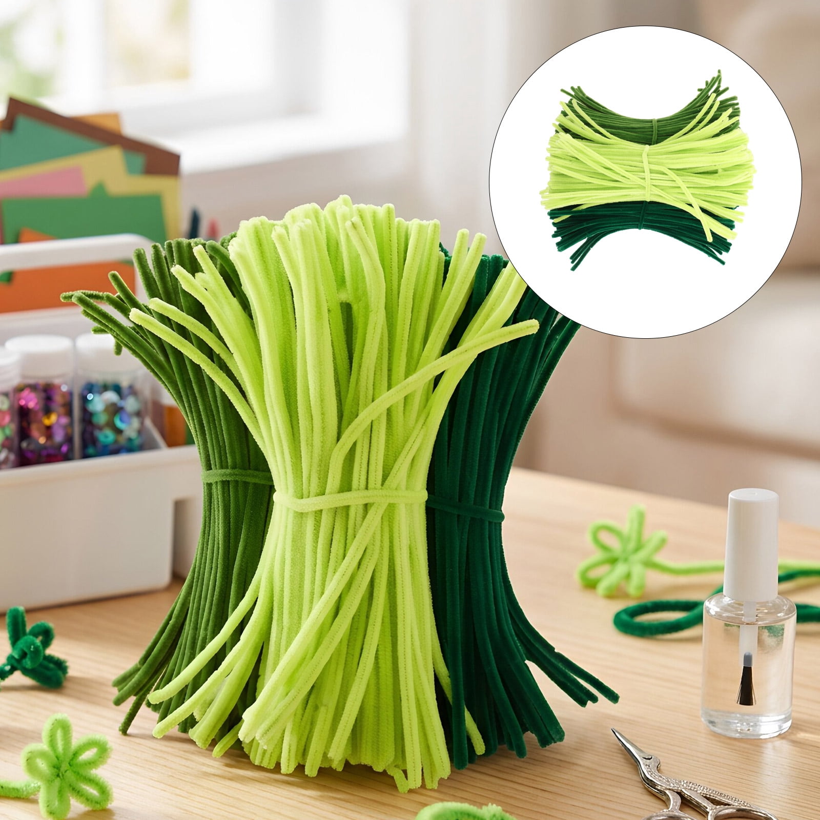 HONITANO Flexible Pipe Cleaners Thick Green DIY Flower Making ...