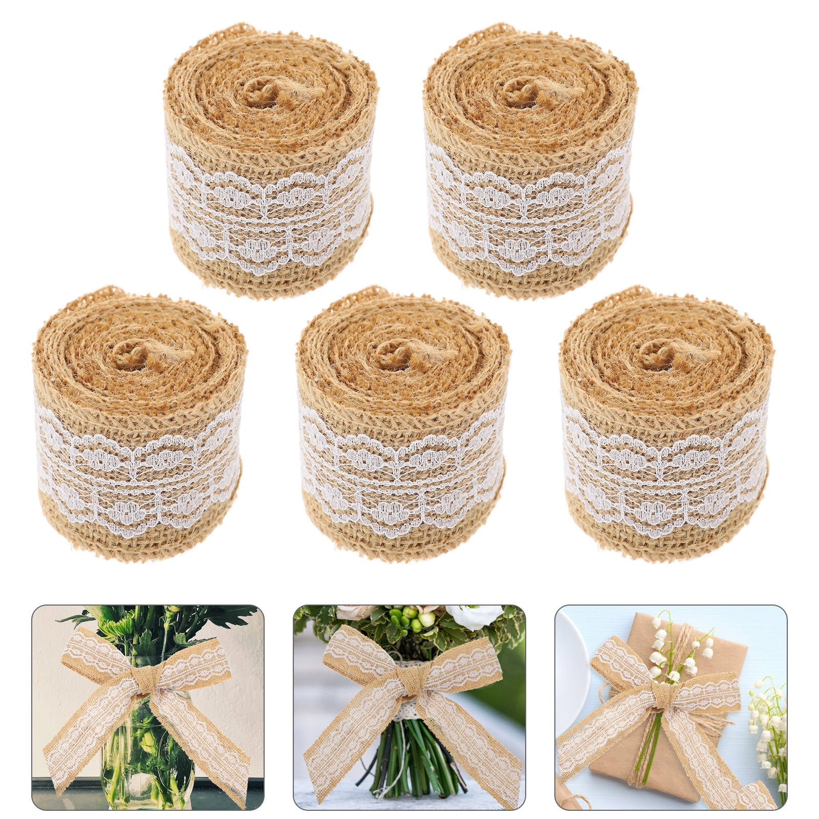 HONITANO 6Set Jute Ribbons Crafts for Party Braided Ribbon and ...