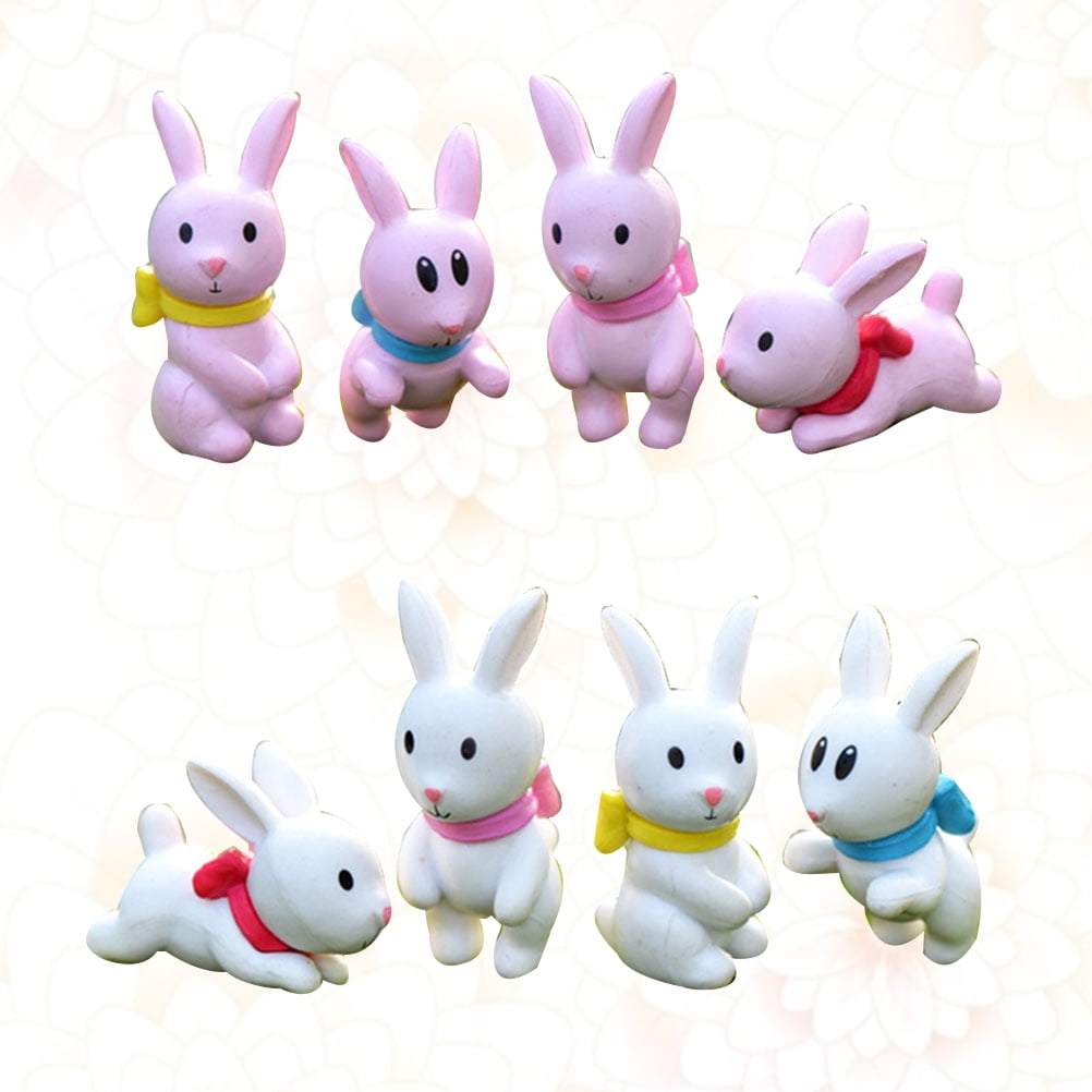 HONITANO 8Pcs Mini Rabbits PVC Ornament Kits for Fairy Garden Creation ...