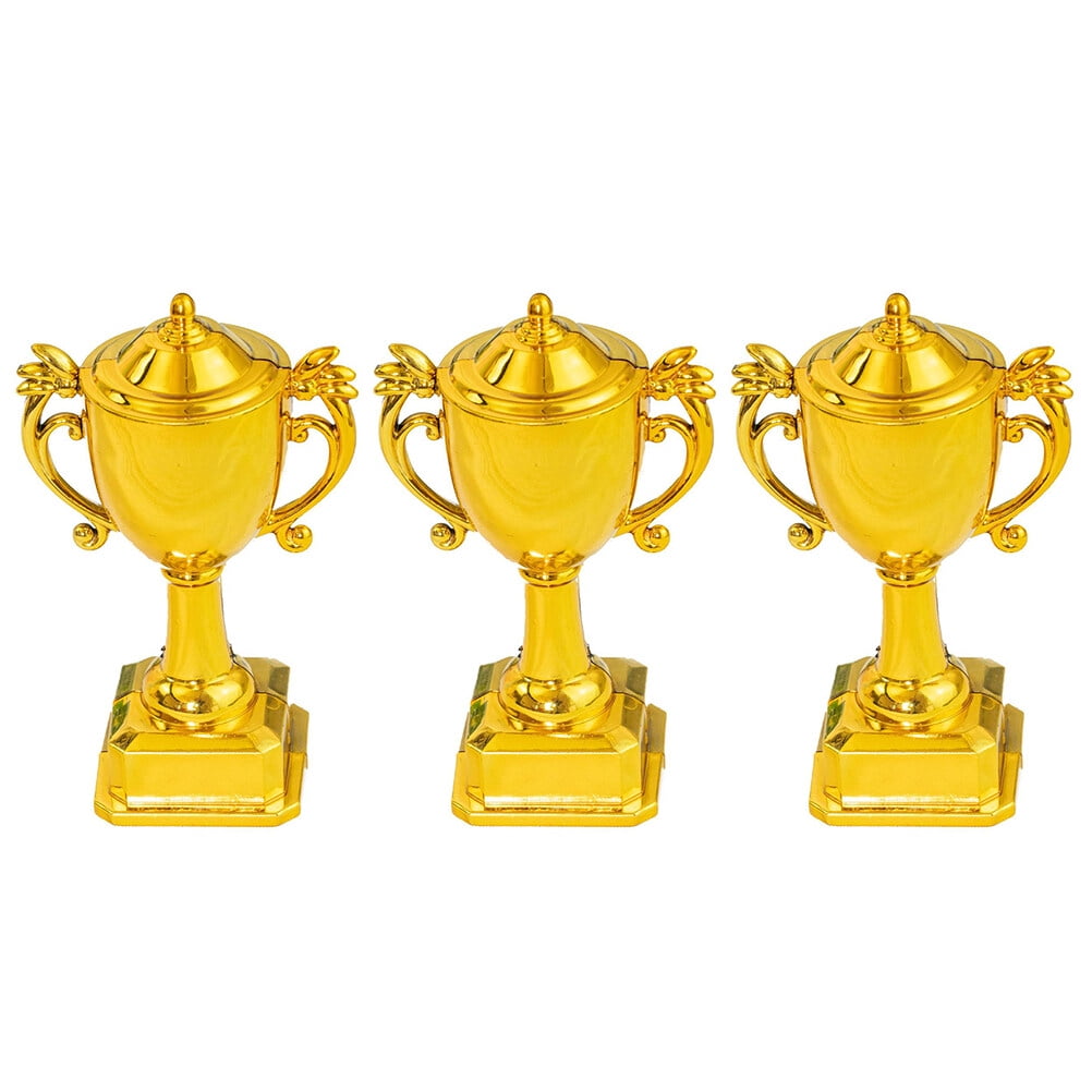 HONITANO Awards Cupcake Toppers 3Pcs Golden Plastic Trophy Shaped For ...