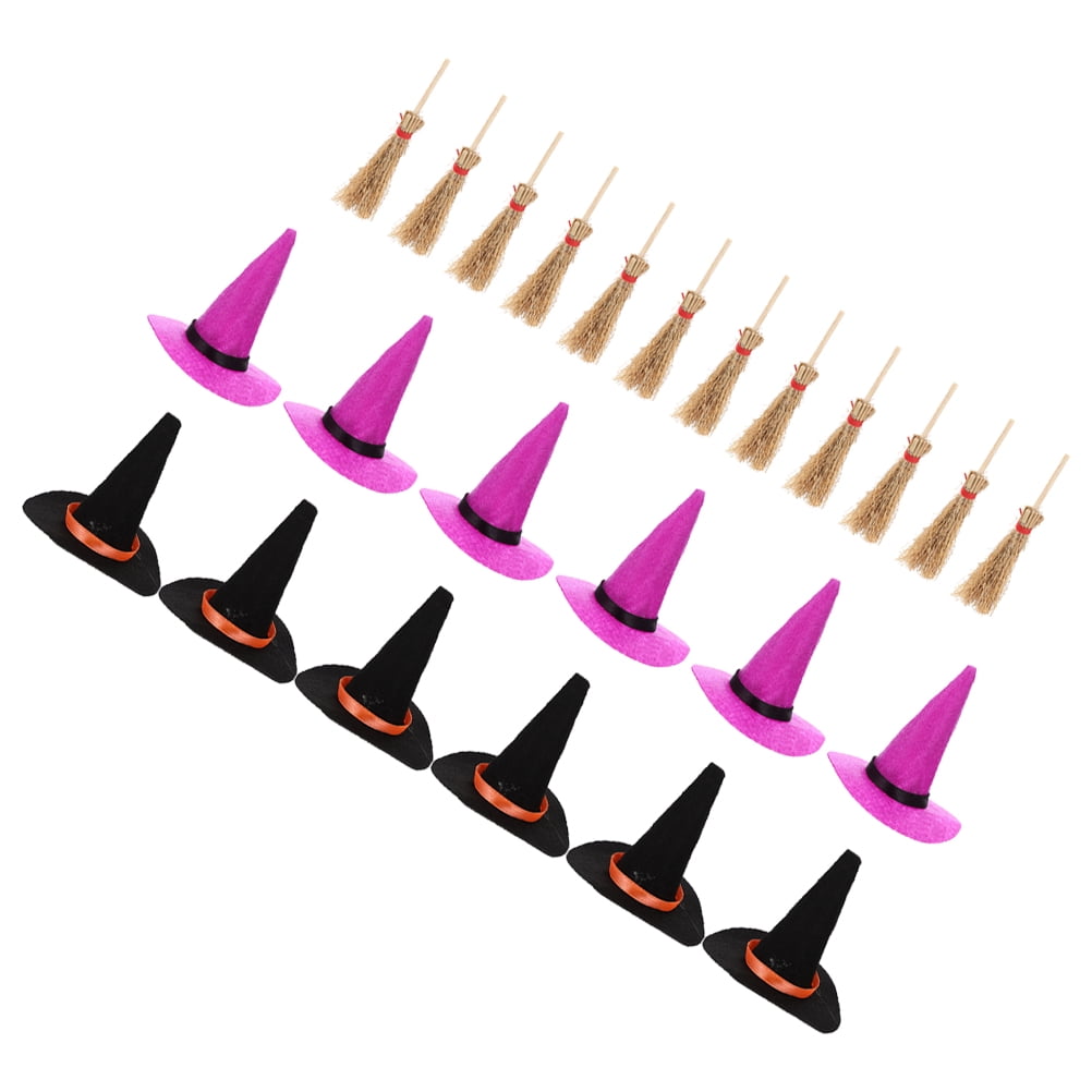 HONITANO Dollhouse Accessories 24Pcs Mini Hats and Broom Sets for Home ...