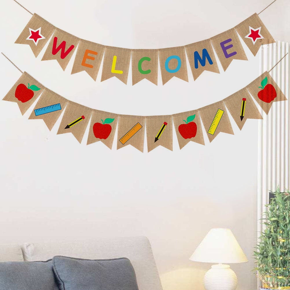 HONITANO First Day Of School Decoration Triangle Bunting Banner ...