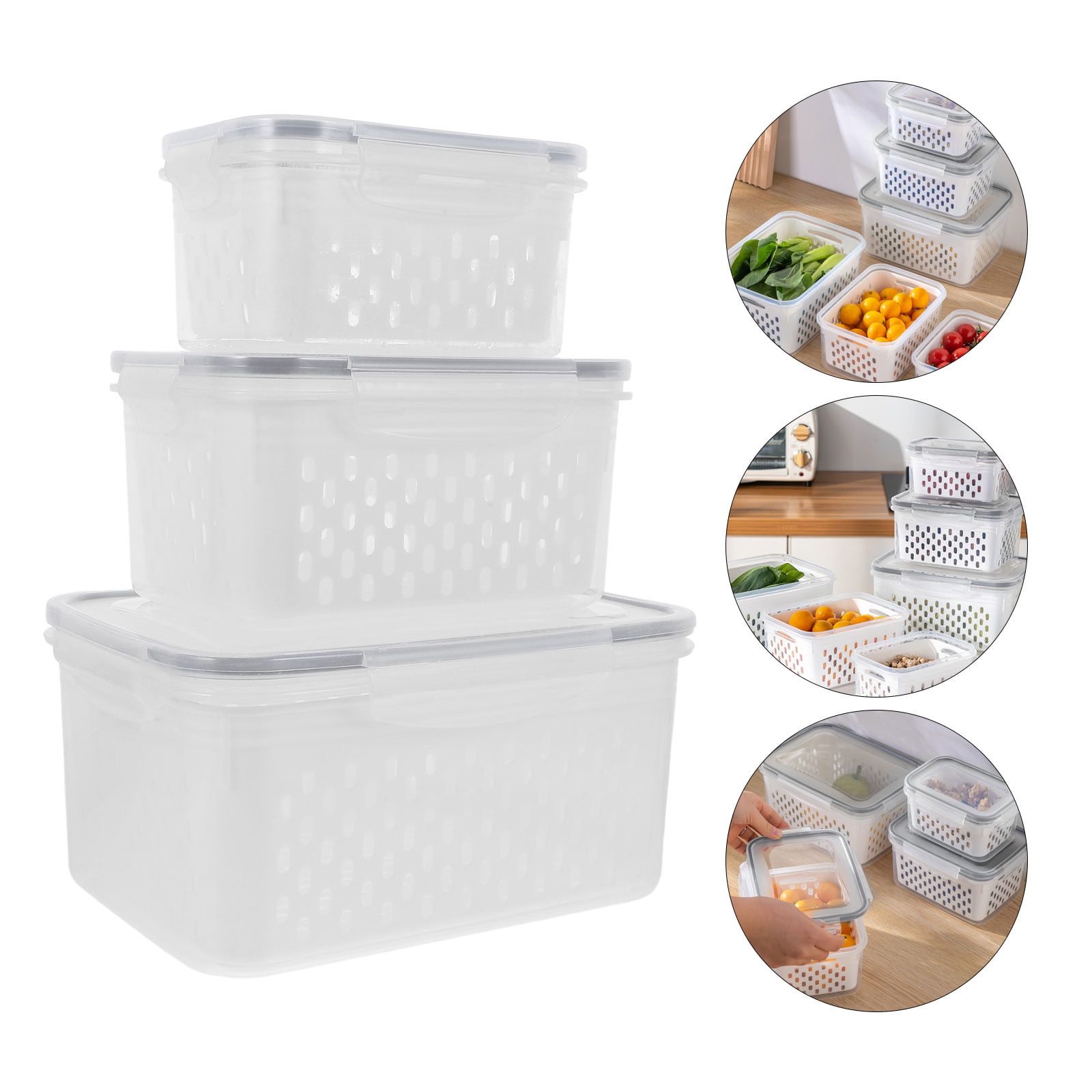 HONITANO Fridge Produce Organizer 3Pcs Rectangular Shape for Freshness ...