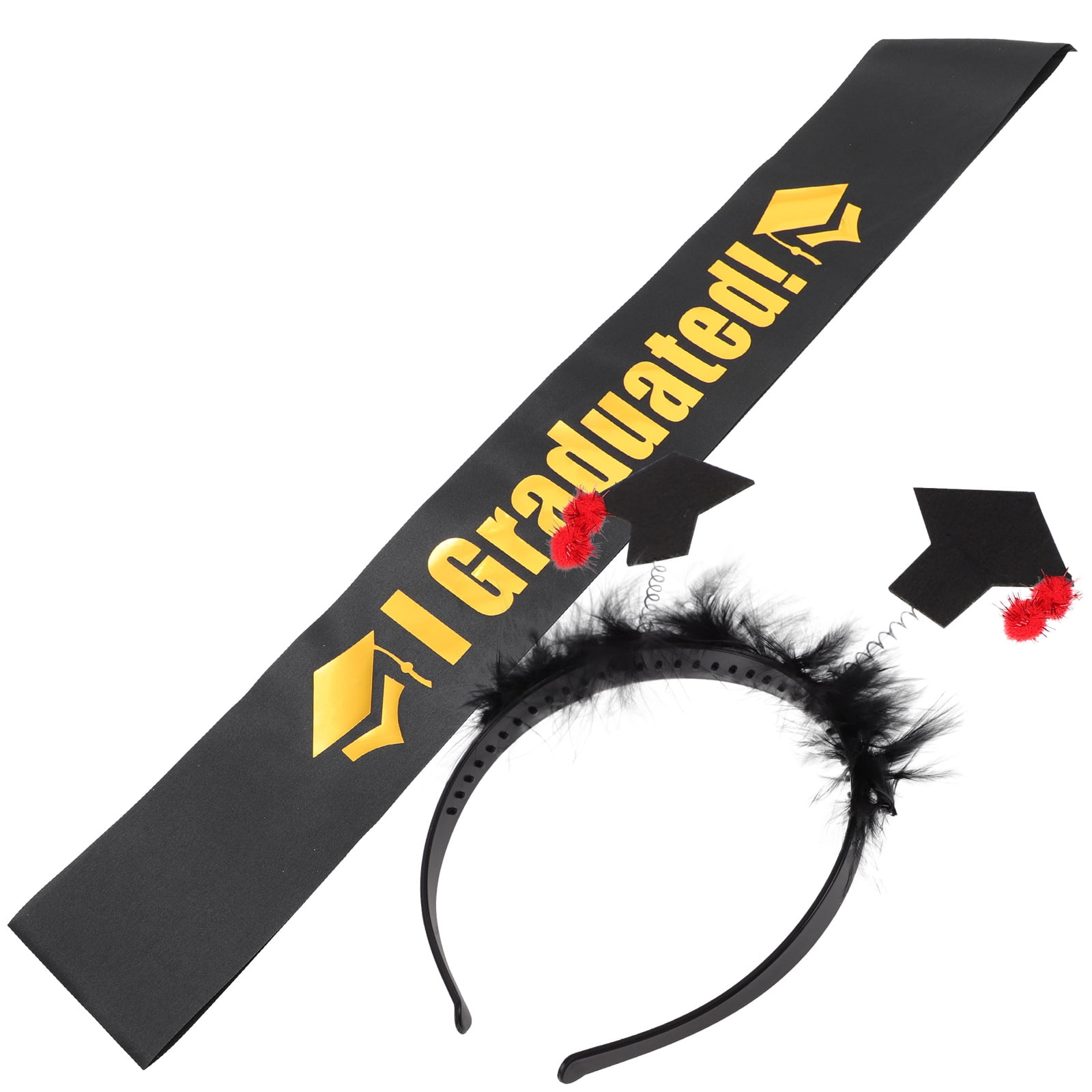 HONITANO Graduation Party Decoration Sash and Mini Cap Headband Set ...