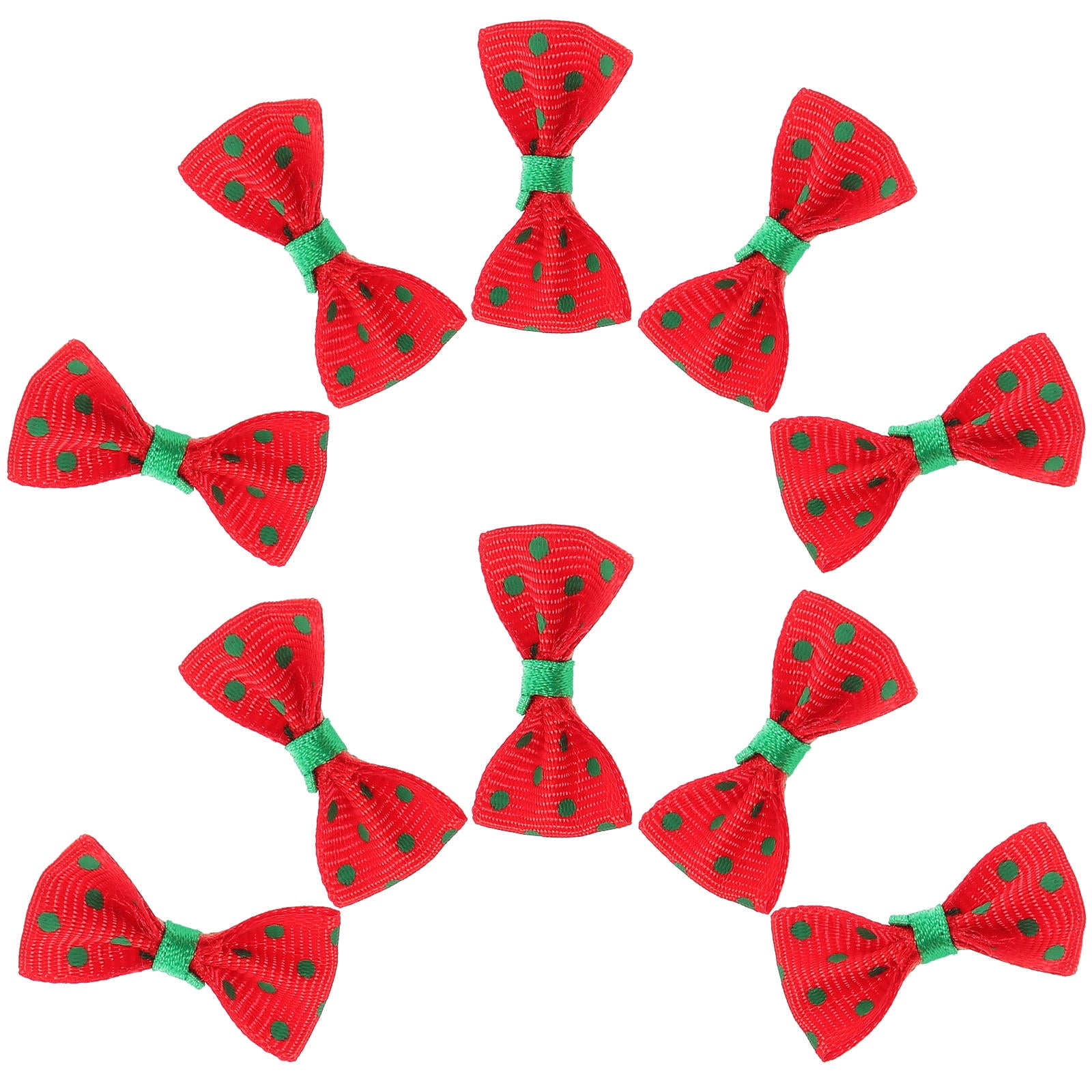 HONITANO Mini Bows Miniature Bows for Diy Crafting Red with Green Dots ...