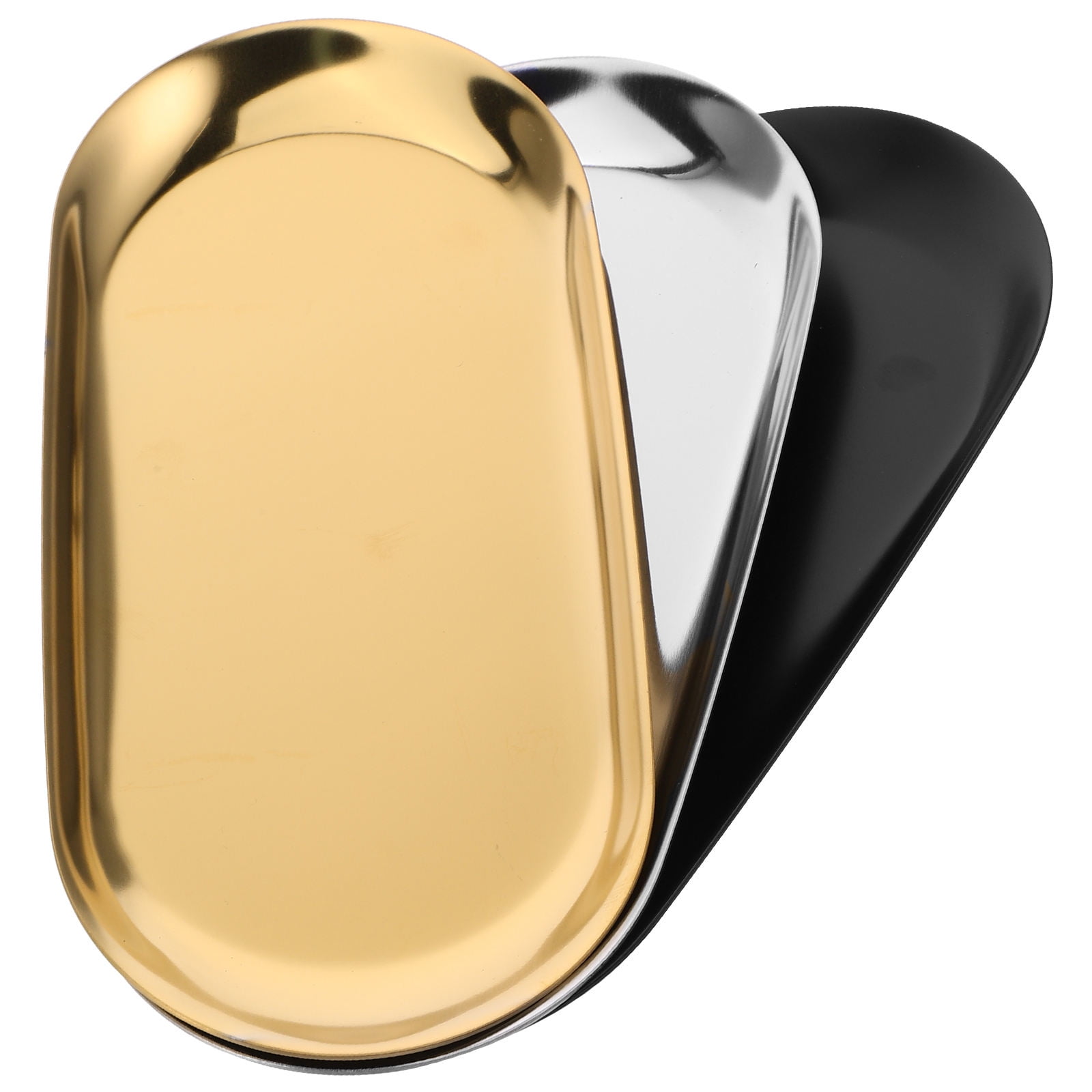 HONITANO Oval Perfume Tray 3Pcs In Gold For Bathroom Accessories And ...