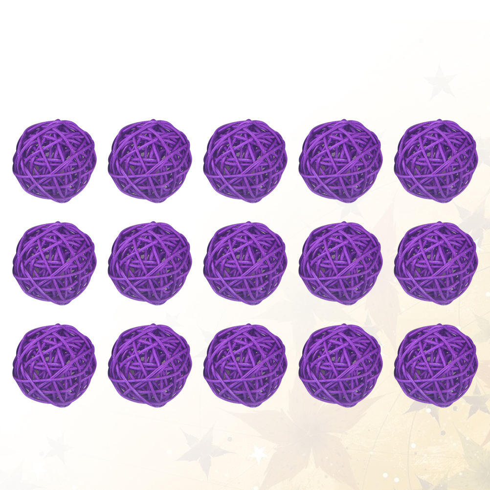 HONITANO Purple Wicker Rattan Balls 15Set for Diy Craft and Outdoor Use ...