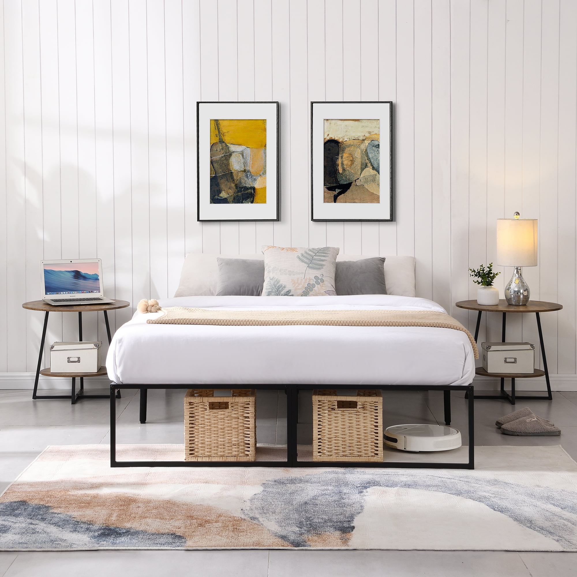 HONJINTN 14" King Bed Frame,Metal Bed Frame King Size with Storage,No ...