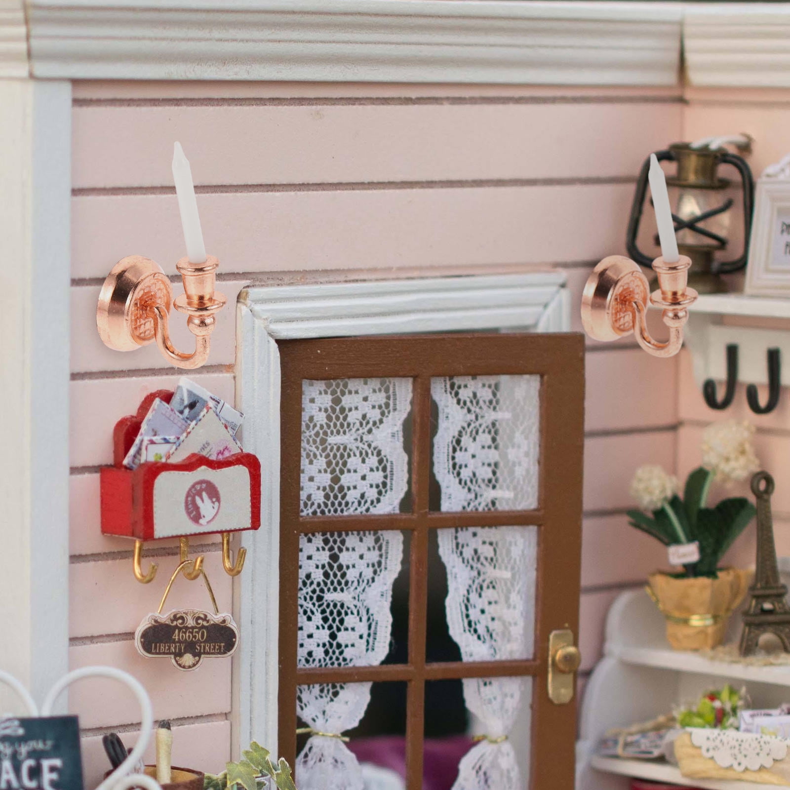 HONMEET 1 Pair Mini Candlelight Ornament Golden Ferroalloy For Mini ...