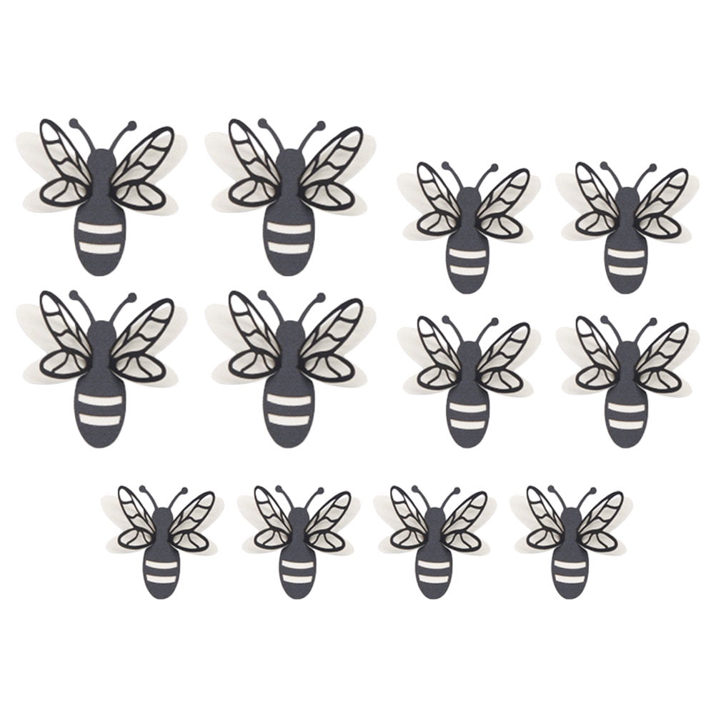 HONMEET 12 Pieces of Decorative Wall Stickers in Black Iridescent Paper ...