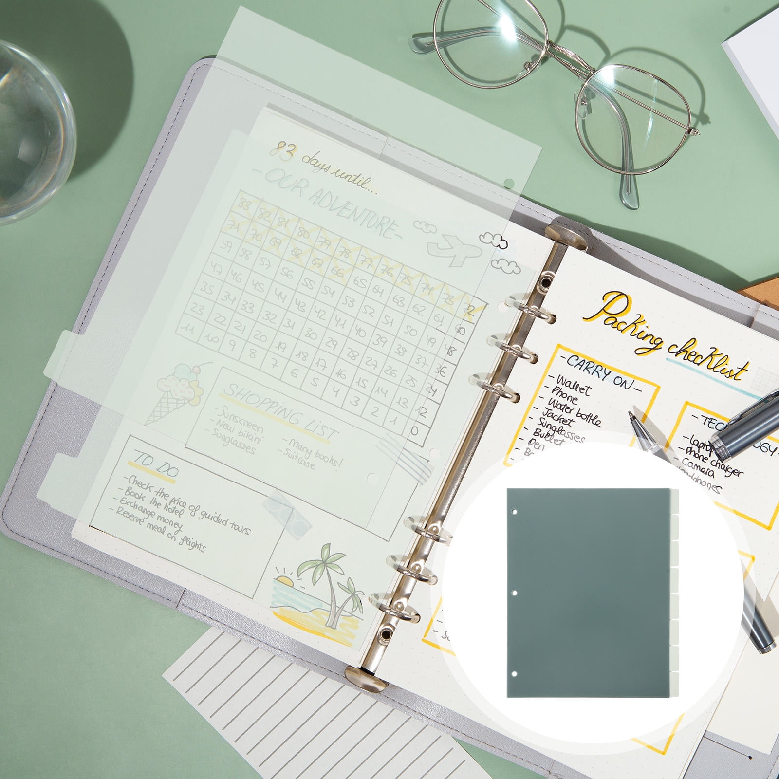 HONMEET Dark Green Dividers Inserts for Filing and Storage 1 Set ...