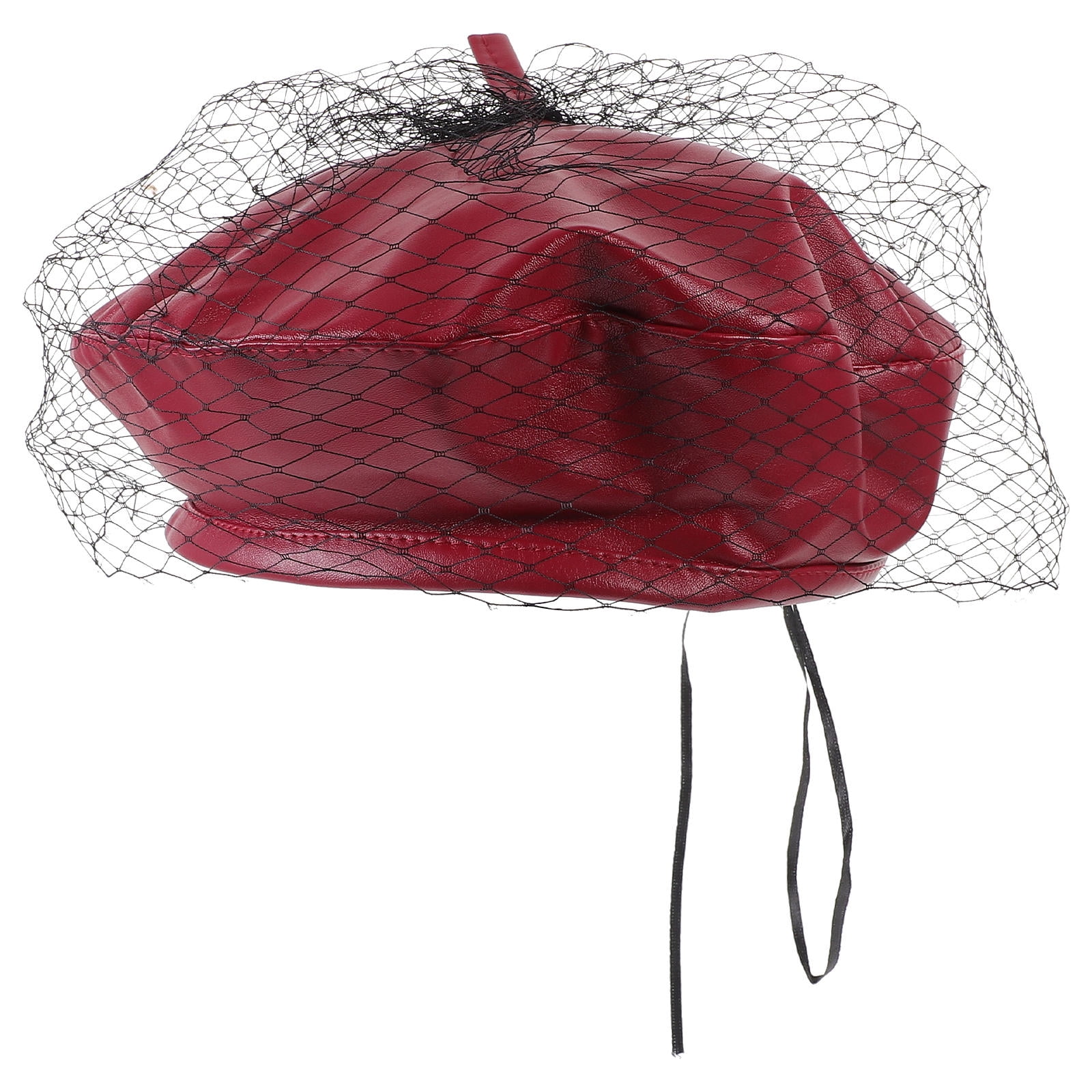 HONMEET 1 Set Berets Hat Women Beret Hat Retro Red PU for Parties ...
