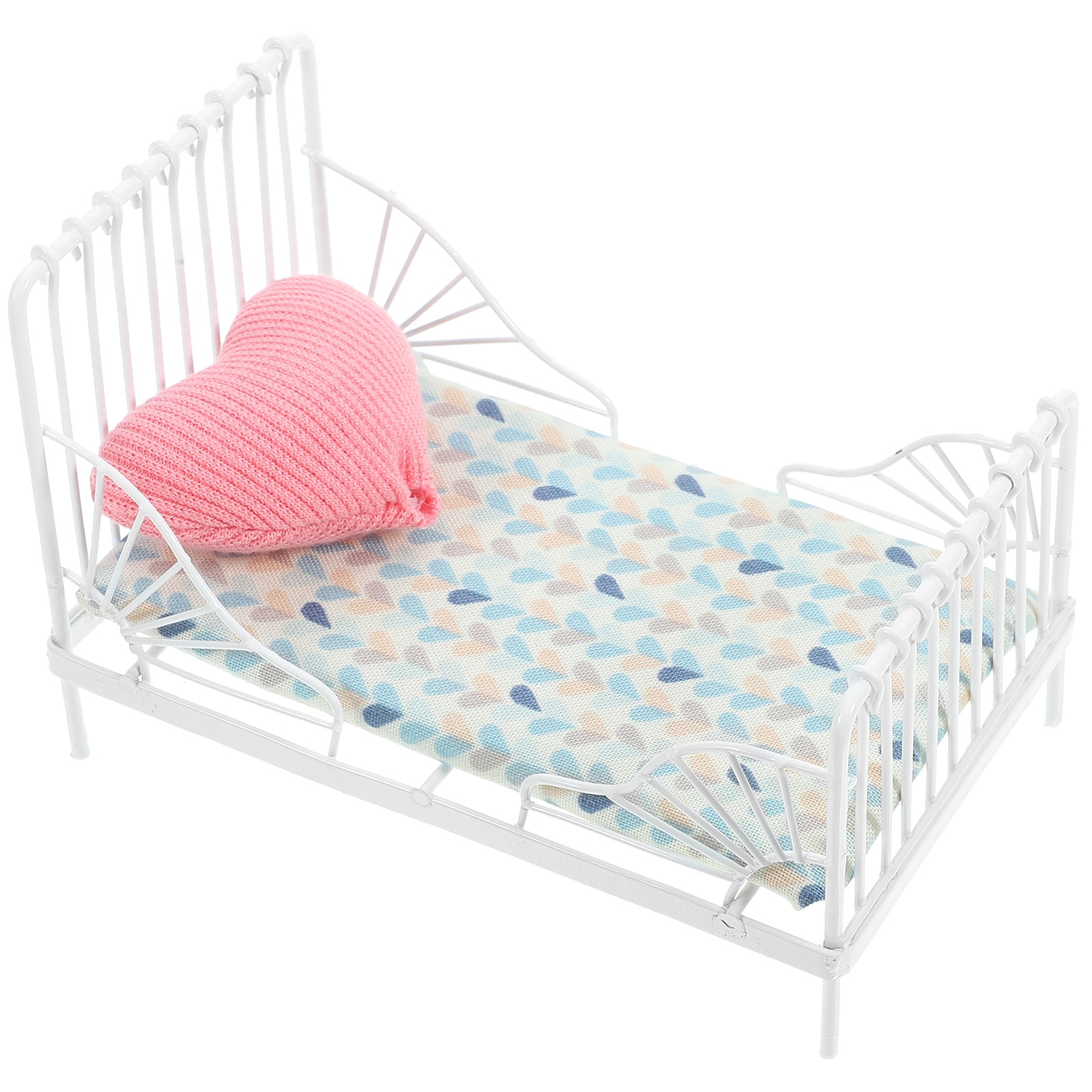 HONMEET Miniature Dollhouse Bed Miniature Bed White 1 Role Playing and ...