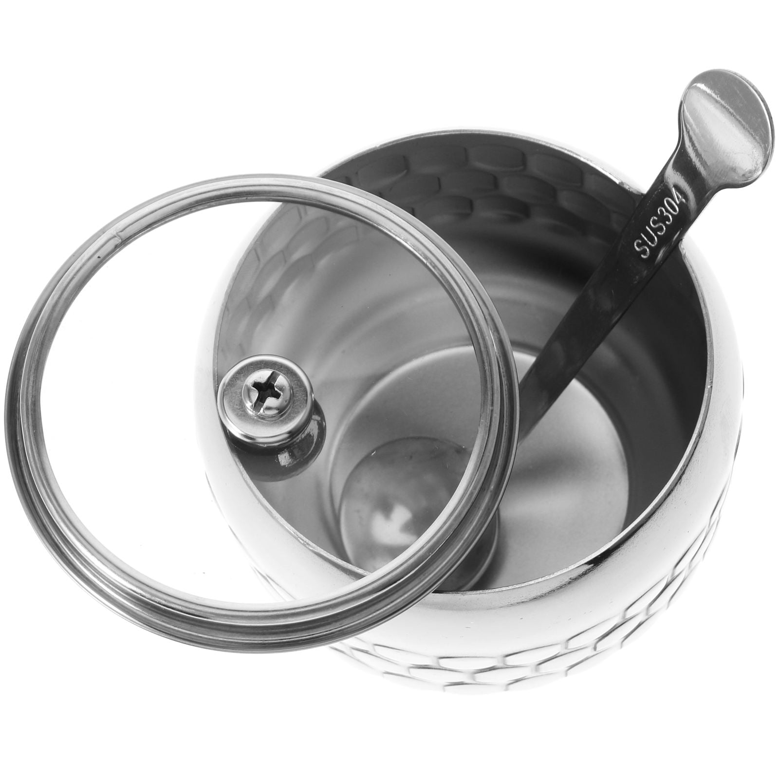 HONMEET 1 Set Spices Bowls with Lids Cylindrical Silver Stainless Steel ...