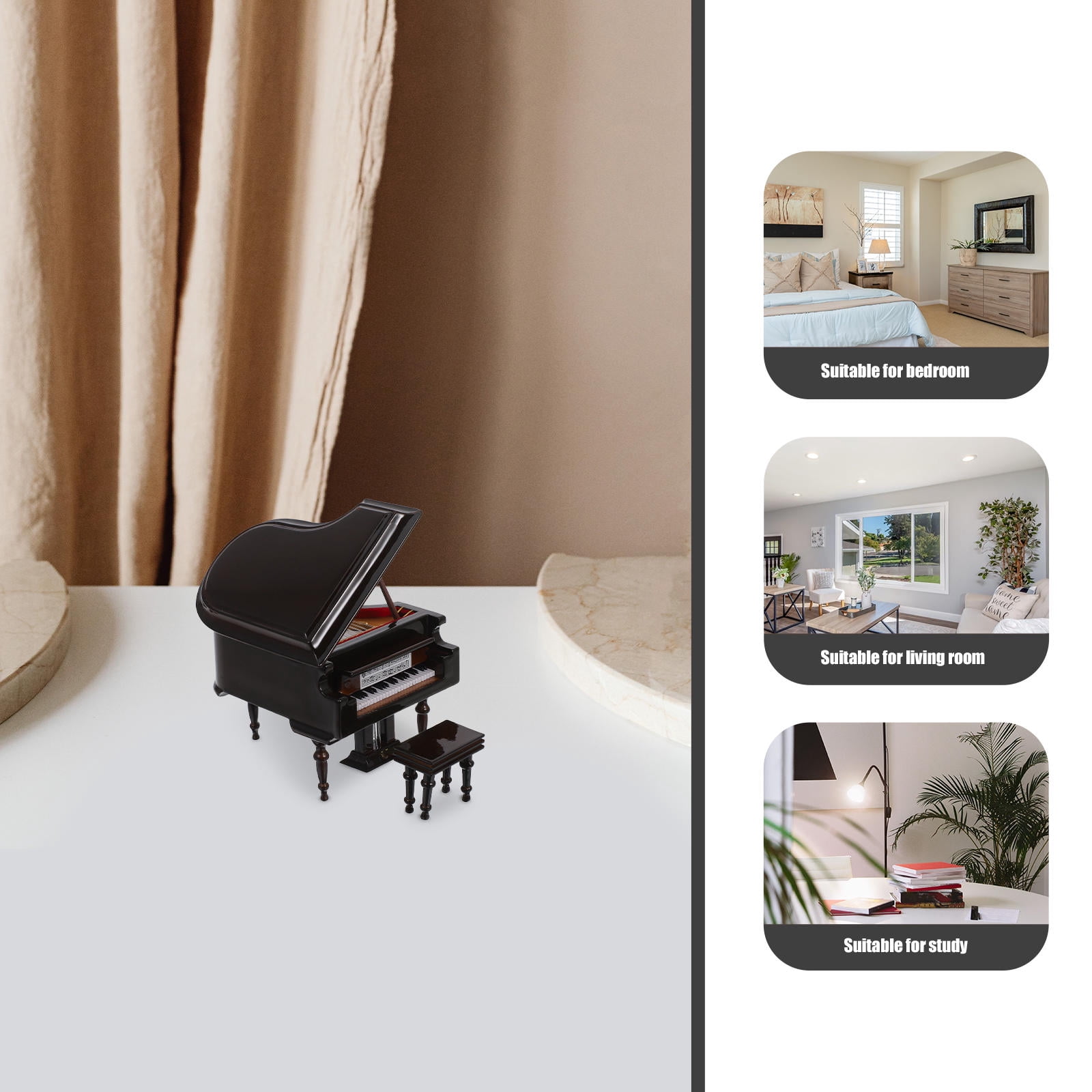 HONMEET 1 Set Tiny Piano Grand Piano Shape Coffee Color Plastic ...