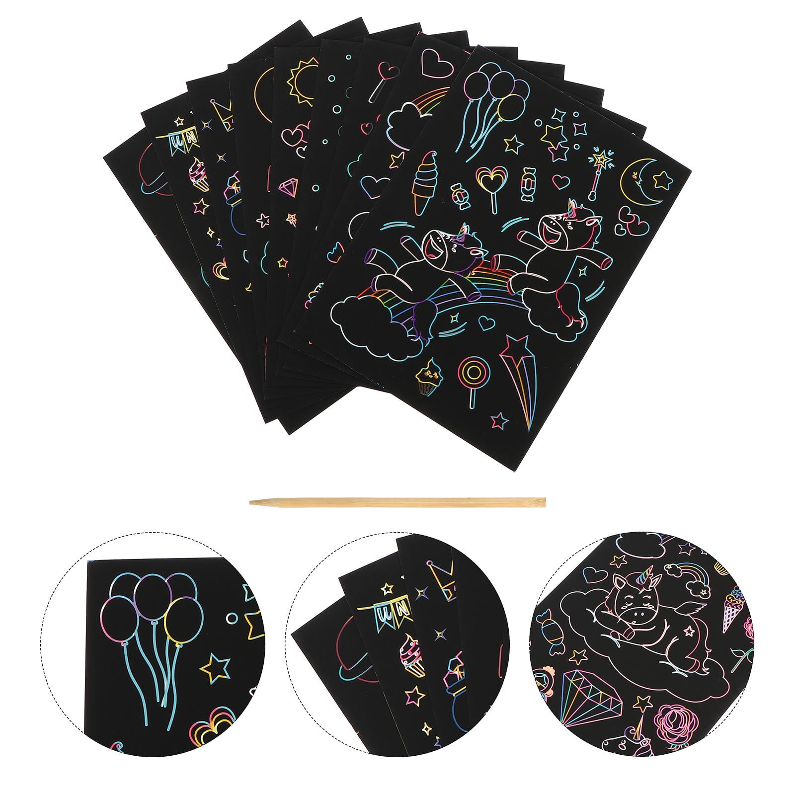 HONMEET 1Set Assorted Color Scratch Painting Paper Set DIY Graffiti ...
