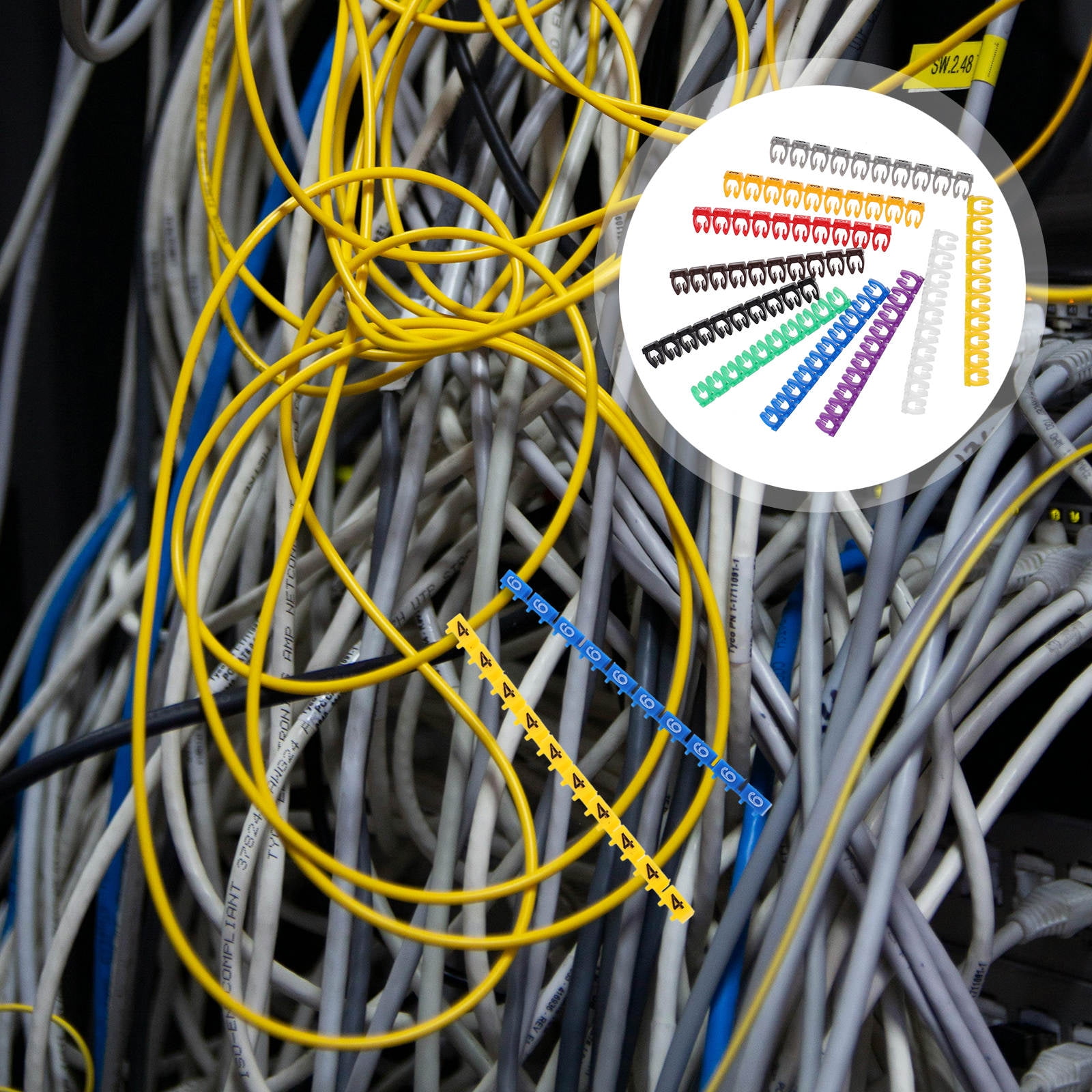 HONMEET 100Pack Circle Wire Labels Electrical Cord-Labels-Tags Assorted ...