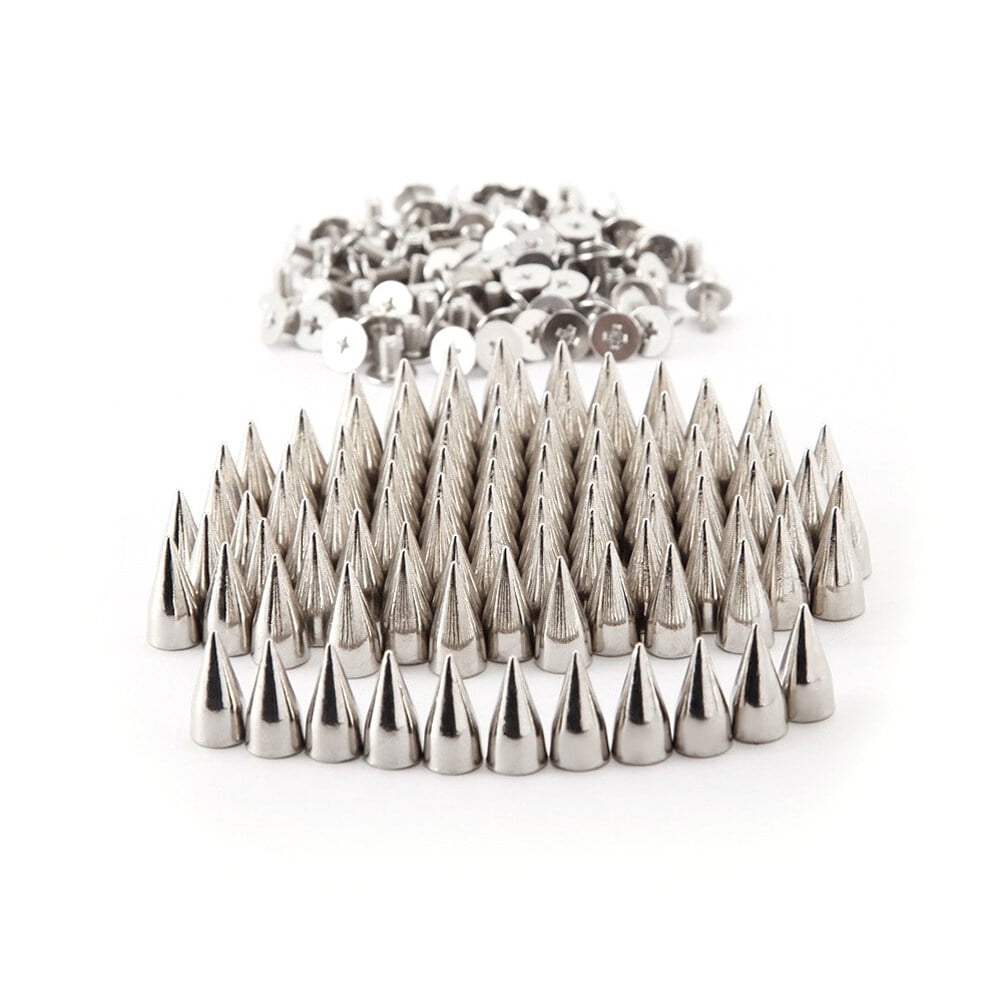 HONMEET Cone Spike and Studs Rivets Silver Aluminum Alloy 100pcs ...