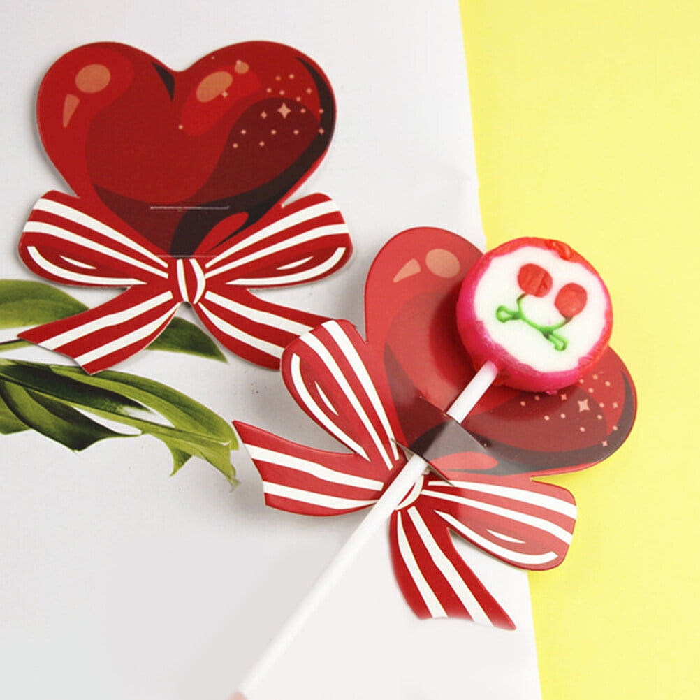 HONMEET 100pcs Heart Lollipop Paper Holder for Candy Party Decoration ...