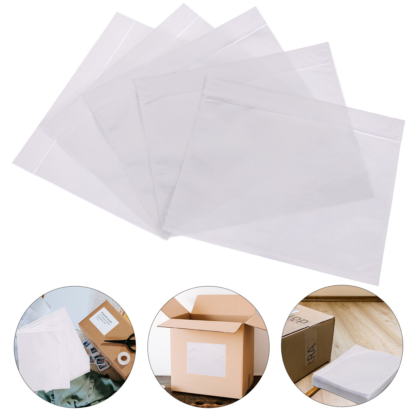 HONMEET 100pcs Clear Packing List Envelopes Transparent PE Document ...