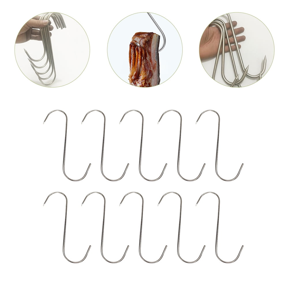 HONMEET Stainless Steel Meat Hooks Home Use Food Preparation 10 Pcs ...