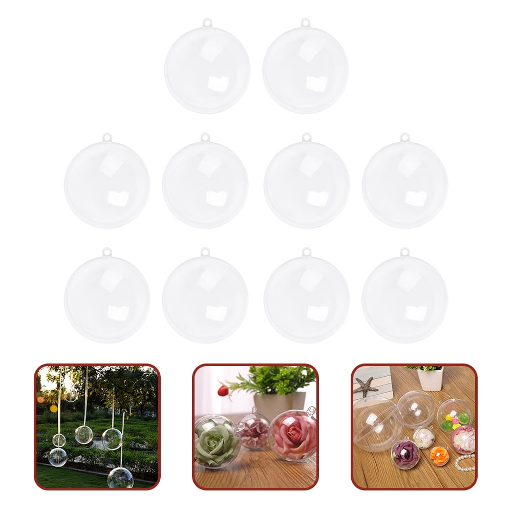 HONMEET 10Pcs Clear Balls for Craft ABS Plastic Fillable Hanging ...