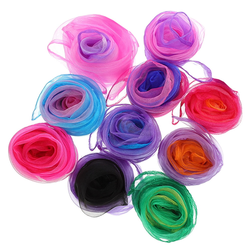 HONMEET 10Pcs Dance Scarves for Kids Assorted Color 60X60In Chiffon for ...